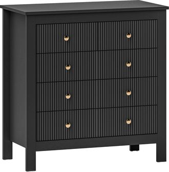 HOMCOM Schlafzimmer Kommode, geriffelte 5 Schublade Kommode mit Gold Tone Griffe f&uuml;r Foyer, Flur, Wohnzimmer, Lounge, 79 x 39,5 x 81cm