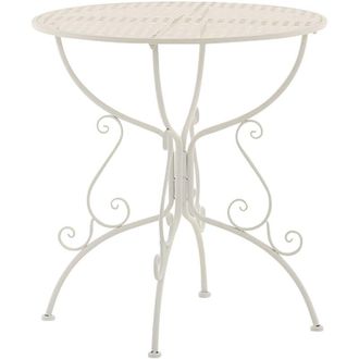 Clp Table de jardin ronde en fer forg&eacute; - 70 cm largeur, 74 cm hauteur - Style rustique - Finition patine antique - Fabrication artisanale