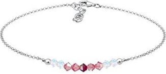 Elli Femme Bracelet de Cheville Perle Rose 925 Argent - 22cm