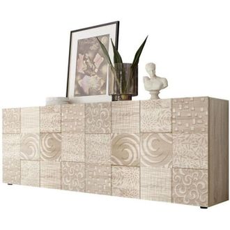 Homemania Buffet - MIRONA - 4 portes - Chene Samoa avec serigraphie - 241 x 43 x 84 cm