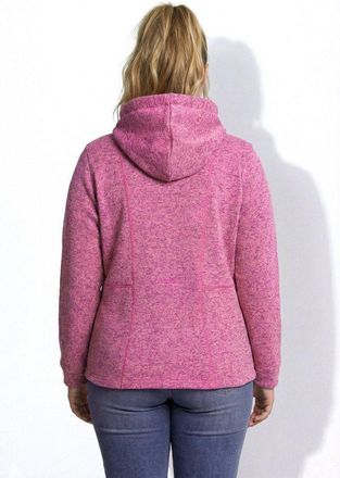 Ulla Popken Sweatjacke Strickfleece-Jacke Ziern&auml;hte Kapuze 2-Wege-Zipper