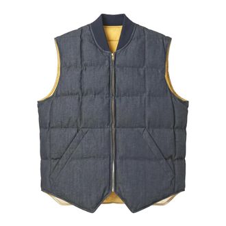 CHESAPEAKE'S Gilet Seattle R&eacute;versible en Denim - Homme - Vestes - Bleu - Taille: M