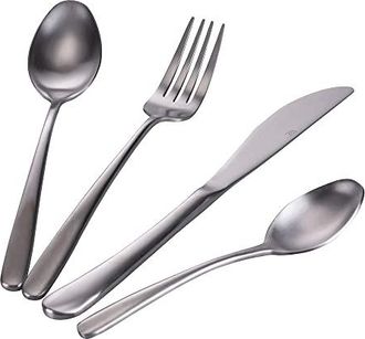 Villa D'Este Home Tivoli Drop Besteck-Set aus satiniertem Edelstahl, 24-teilig