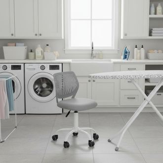 Furniture R B&uuml;gelhocker ergonomisch, h&ouml;henverstellbar, ohne Armlehnen, Netzr&uuml;ckenlehne, Sitzfl&auml;che 38x40cm, R&uuml;ckenlehne 32cm, 130kg belastbar, Metallfu&szlig; mit Rolle