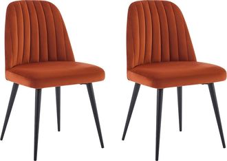 Vente-Unique Stuhl 2er-Set - Samt & schwarzes Metall - Terracotta - Eleana