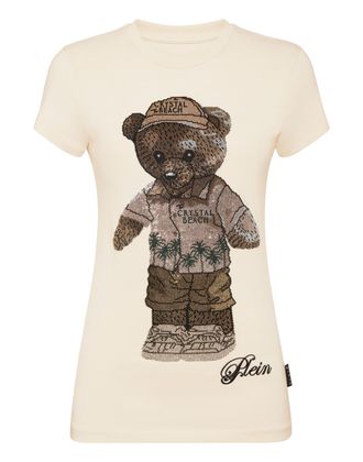 Philipp Plein Cotton Sexy Pure Fit T-Shirt Teddy Beach Crystal