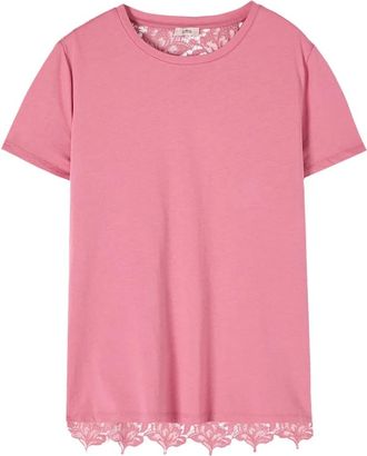 Oltre Femme, Tops, Rose, Taille: 44 FR T-shirt avec empi&egrave;cement en dentelle au dos