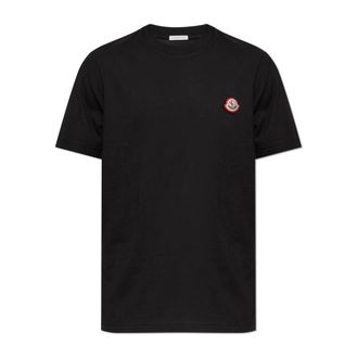 Moncler Homme, Tops, Noir, Taille: 2XL T-shirt avec &eacute;cusson logo