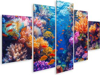 Islandburner Bild auf Leinwand Lebhaftes Korallenriff-&Atilde;-kosystem mit bunten Fischen und &uuml;ppigem Wachstum, Unterwasse Bilder Wandbilder Poster