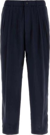 Giorgio Armani Homme, Pantalons, Bleu, Taille: S Pantalon Large en Twill de Viscose D&eacute;grad&eacute; avec Plis