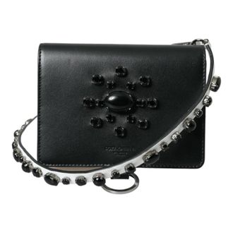 Dolce & Gabbana Dolce & Gabbana Black White Leather Crystal Embellished Cardholder Wallet - - Accessories - Damen - Schwarzk - ONE SIZE