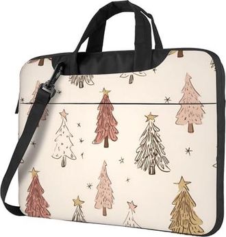 Generic Sac pour ordinateur portable de 15,6, motif sapin de No&euml;l de dessin anim&eacute;, flocons de neige avec bandouli&egrave;re, housse de protection antichoc pour ordin