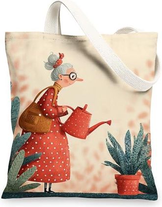 Generic Sac fourre-tout fantaisie en toile, respectueux de lenvironnement, sacs de courses réutilisables, sacs de transport légers et chics 33 x 38 cm