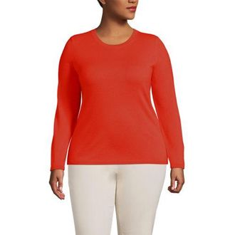 Lands End Kaschmir-Pullover mit rundem Ausschnitt, Damen, Gr&ouml;&szlig;e:48-50 plus, Orange, Kaschmir, by Lands End