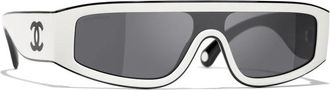Chanel Shield Sonnenbrille - - Accessories - Damen - Wei&szlig; - ONE SIZE