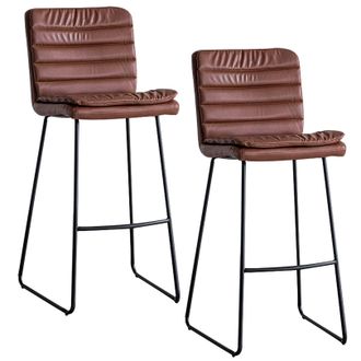 Generic Barhocker, Barhocker mit R&uuml;cken- und Fu&szlig;st&uuml;tze, mit PU-Leder bezogene Barhocker in Tresenh&ouml;he, einfache Montage, Sitzh&ouml;he 76 cm