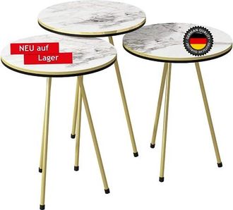 Moebel17 21706221 Beistelltische, Holzwerkstoff, Weiß Marmor, hoch