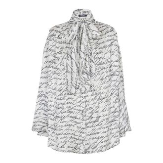 Balmain Femme, Blouses et Chemises, Blanc, Taille: 36 FR Chemise &agrave; col lavalli&egrave;re imprim&eacute;e &laquo; Lettre damour &raquo;