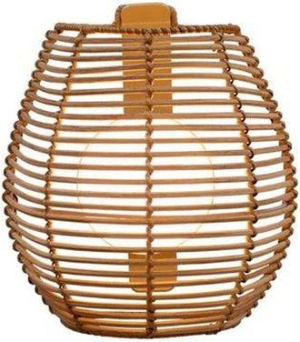 Licht-Erlebnisse LED Wandleuchte außen kabellos mit Akku Leuchtmittel IP54 2700 K Fernbedienung dimmbar H: 24,5 cm Rattan Außenlampe Wand Balkon