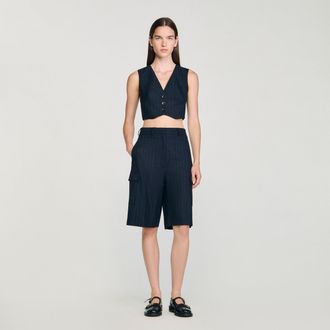 Sandro Gestreifte Bermudashorts mit Strass