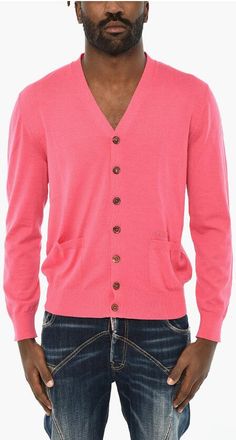Dsquared2 Virgin Wool V-neck Cardigan with Two-Pockets size M