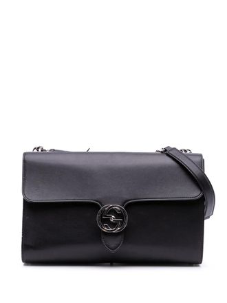 Gucci sac &agrave; bandouli&egrave;re Dollar m&eacute;dium en cuir &agrave; logo Interlocking G (2016-2025) - Noir