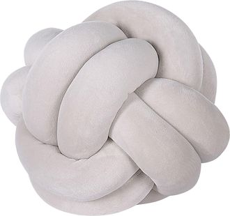 Beliani Modernes Knoten-Ball Dekokissen Samtstoff grau rund 20 x 20 cm Malni