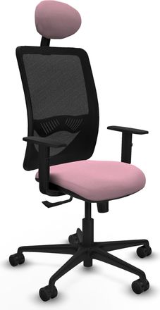 Piqueras y Crespo Rosa Schreibtischstuhl Zulema mit 1D-Armen, h&ouml;henverstellbare Lendenwirbelst&uuml;tze und festes Kopfteil, ausgestattet mit 3 Positionen und Schneidschaum,