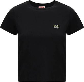 Kenzo Femme, Tops, Noir, Taille: 36 FR T-shirt &agrave; manches courtes et col rond en coton