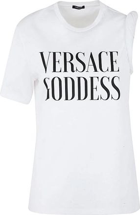 Versace Femme, Tops, Blanc, Taille: 36 FR T-shirt avec logo