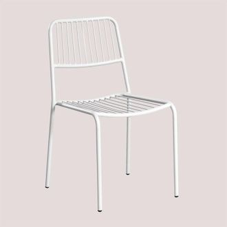 Sklum Sklum - Pack de 4 chaises de jardin empilables en acier Elton Blanc Gardenia
