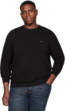 Tommy Hilfiger Pull Homme Essential Structure Crew Neck Pull en Maille, Noir (Black), XXL