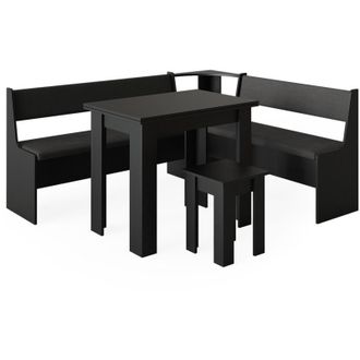 Vicco Groupe de banquettes dangle Roman, Noir, 150 x 41.5 cm avec table