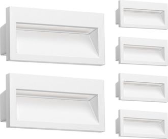 LEDs Com 6 Stück LED Wandeinbauleuchte NOLA, Downlight für außen, IP54 matt, 140 x 70mm, warmweiß