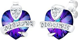 Elli Boucles dOreilles Femme Motif de Coeur Ludique avec Cristaux en Argent Sterling 925 Sterling