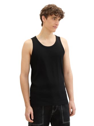 Tom Tailor Herren Regular Fit Rip Tanktop aus Baumwolle, Black, M