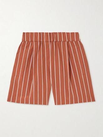Brunello Cucinelli Shorts Aus Gestreifter Popeline Aus Einer Baumwollmischung - Orange