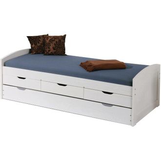 Inter Link SAS Ulli Bett 90 x 190 cm mit 1 Ausziehbett, 3 Schubladen, inkl. 1 Lattenrost wei&szlig;
