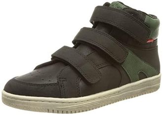 Kickers Lohan, Sneakers Hautes Garçon, Noir Vert, 22