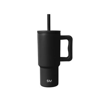 Simple Modern Mug Isotherme avec Poign&eacute;e et Paille en silicone | Gourde Isotherme en Acier Inoxydable | Tumbler de viaje | Trek | 710ml | Midnight Black