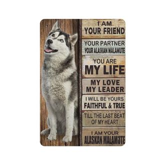 Hdadwy Metall-Blechschild Alaskan Malamute Hund Vintage Blechschild Wanddekoration Landhaus Küche Zuhause Garage Dekor 30,5 x 20,3 cm