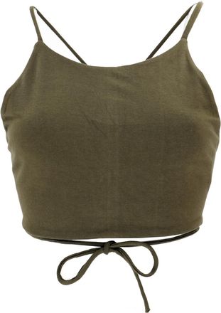 Guru Shop Goa Psytrance Bikini Top, Boho Top, Pixi Top, Yogatop, Bindetop - Olivgr&uuml;n, Damen, Baumwolle, Size:M/L