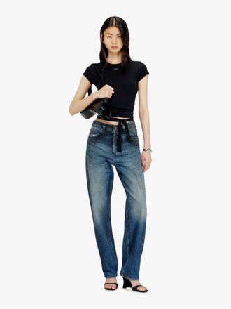 Diesel Womens T-Shirt With Tie Bands Black Cotton T-Shirts & Jerseys