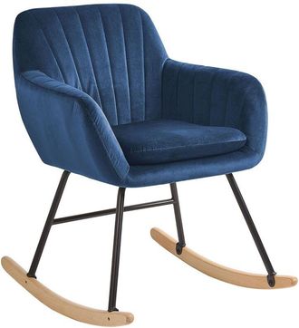 Beliani Beliani - Schaukelstuhl Blau Samtstoff Metall Sperrholz für Schlafzimmer Wohnzimmer