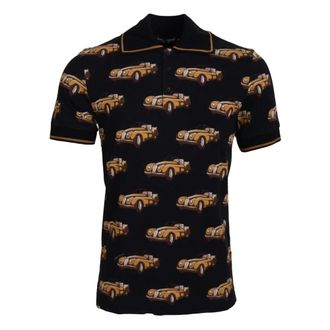 Dolce & Gabbana Elegantes Polo-Shirt mit Autodruck - - Tops - Herren - Schwarzk - XS