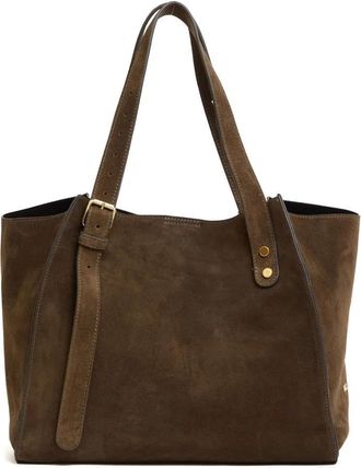 AGL Hobo Bags - Suede Green Handbag With Adjustable Double Handles - Gr. unisize - in Grün - für Damen