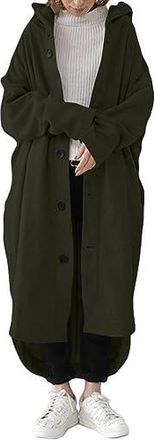 ORANDESIGNE Manteau Long à Capuche Femme Zipper Cardigan Long Couleur Unie Veste Chic Mode Oversize Trench Coat Zippé Épais Hoodie Sport Manche Longue Zip Up Coup