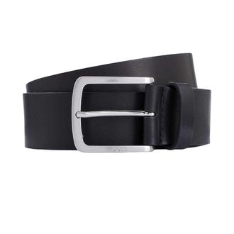 HUGO BOSS Jor-V G&uuml;rtel, Eingepr&auml;gtes Logo, Leder, Schnalle (Schwarz)