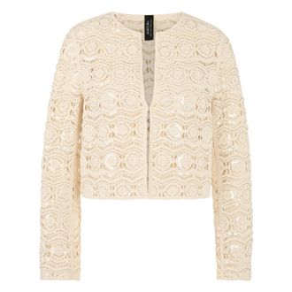 Marc Cain Ajour-Jacke mit Mini-Perlen - - Knitwear - Damen - Beige - XL