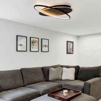 Näve home24 LED-Deckenleuchte Vernay 47 x 7 x 60cm Schwarz Kunststoffart: Acrylglas Material: Metall, Kunststoff Metallart: Aluminium, Eisen Oberfläche